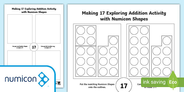 👉 Making 17 Exploring Addition Activity with Numicon Shapes
